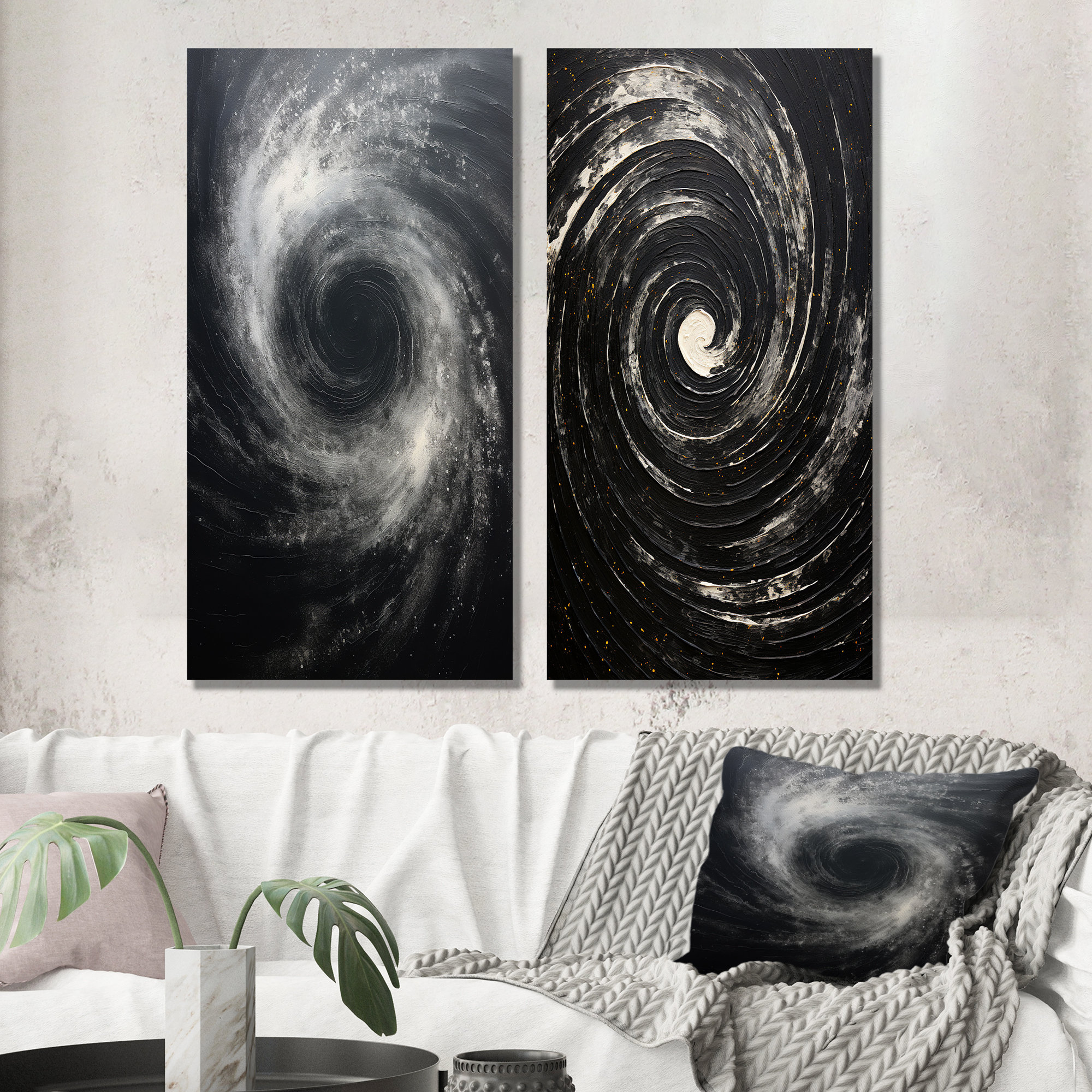 Design Art Black Cosmic Current Spiral - Abstract Spirals Canvas Prints ...