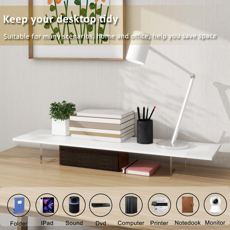 Orren Ellis Monitor Stand Riser,Wood & Acrylic Computer Monitor Stand ...