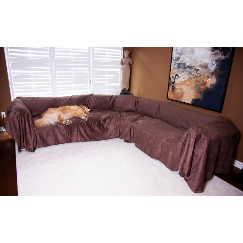Floppy Ears Design Microfiber Faux Suede Sectional Slipcover | Wayfair