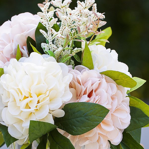 Primrue Artificial Silk Dahlia Flower Arrangement In Clear Glass Vase ...