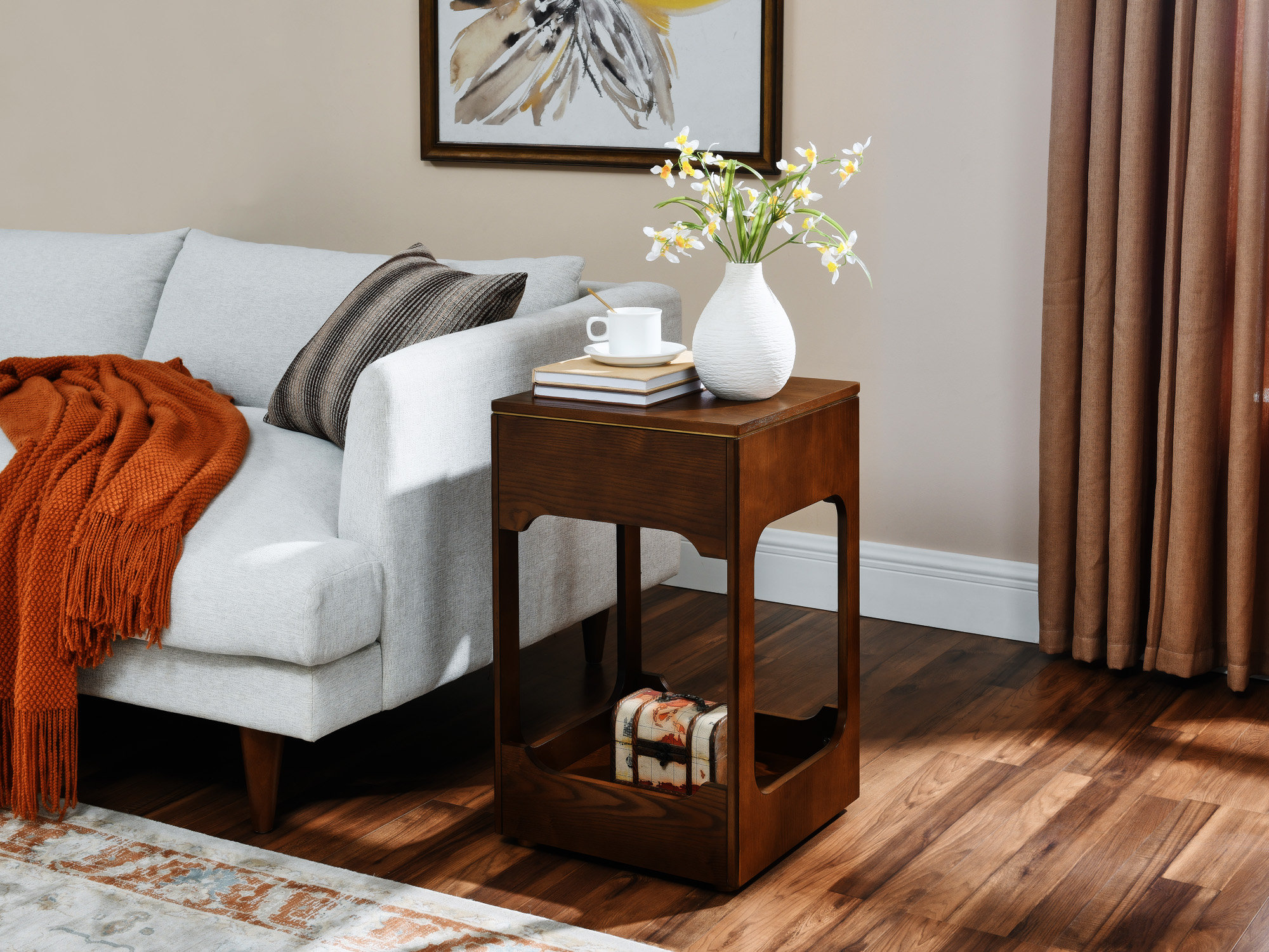 Loon Peak® Mid Century Modern Lift Top Side Table, Small Rising End ...