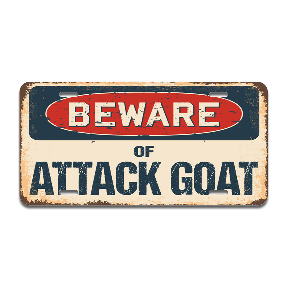 SignMission Beware of Attack Goat Aluminum Plate Frame | Wayfair