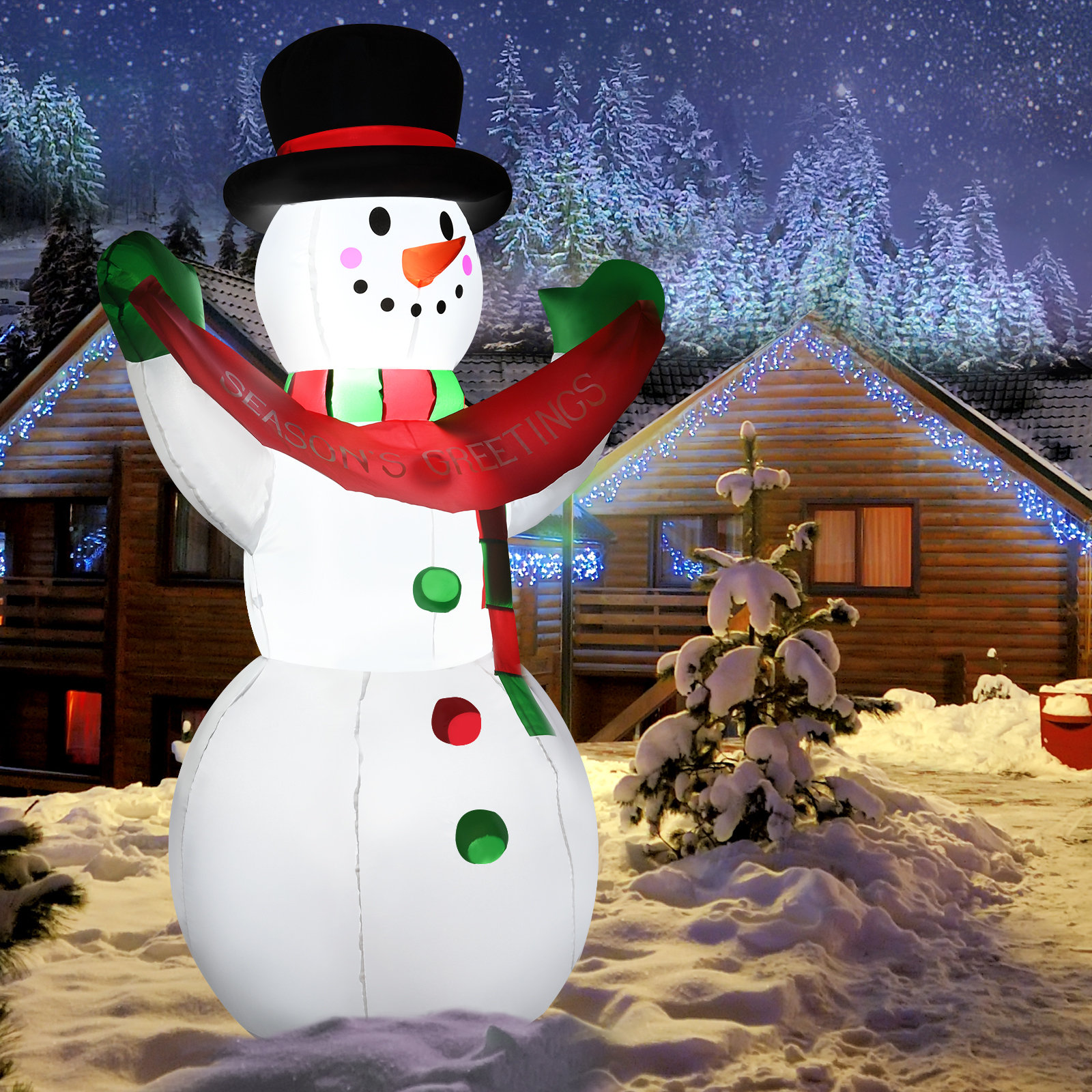 The Holiday Aisle® Topbuy 6ft Christmas Smiling Snowman Inflatable