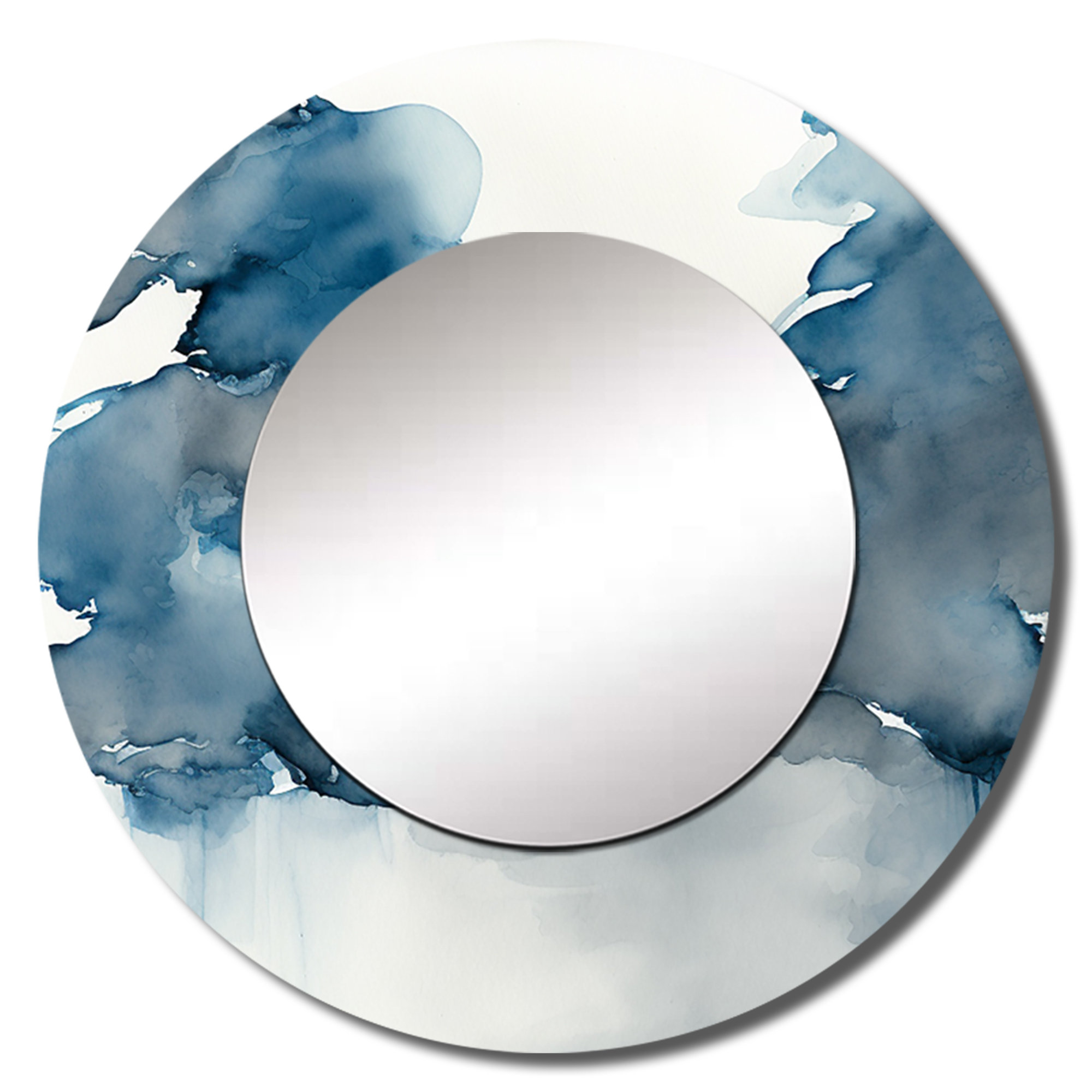 Design Art Feeling Honolulu Blue II - Liquid Ink Unique Wall Mirror ...