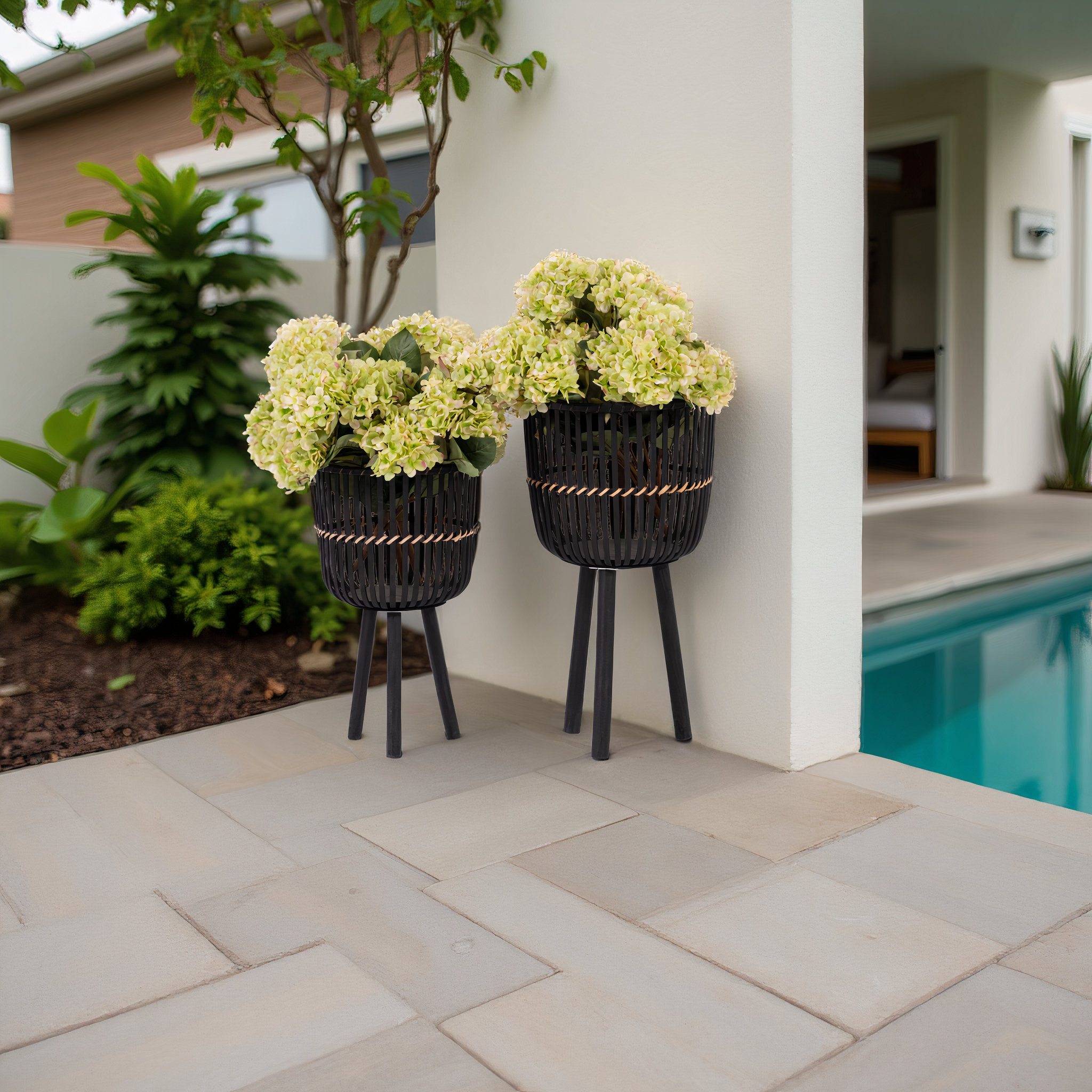 AllModern Raised Wicker and Bamboo Planters (Set of 2) & Reviews ...
