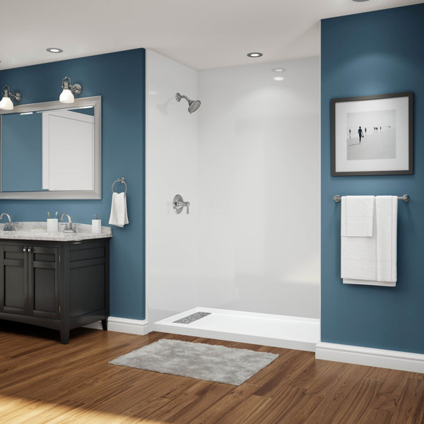 Avora Bath White Acrylic Alcove Shower System 60"W x 30"D x 96"H | Wayfair