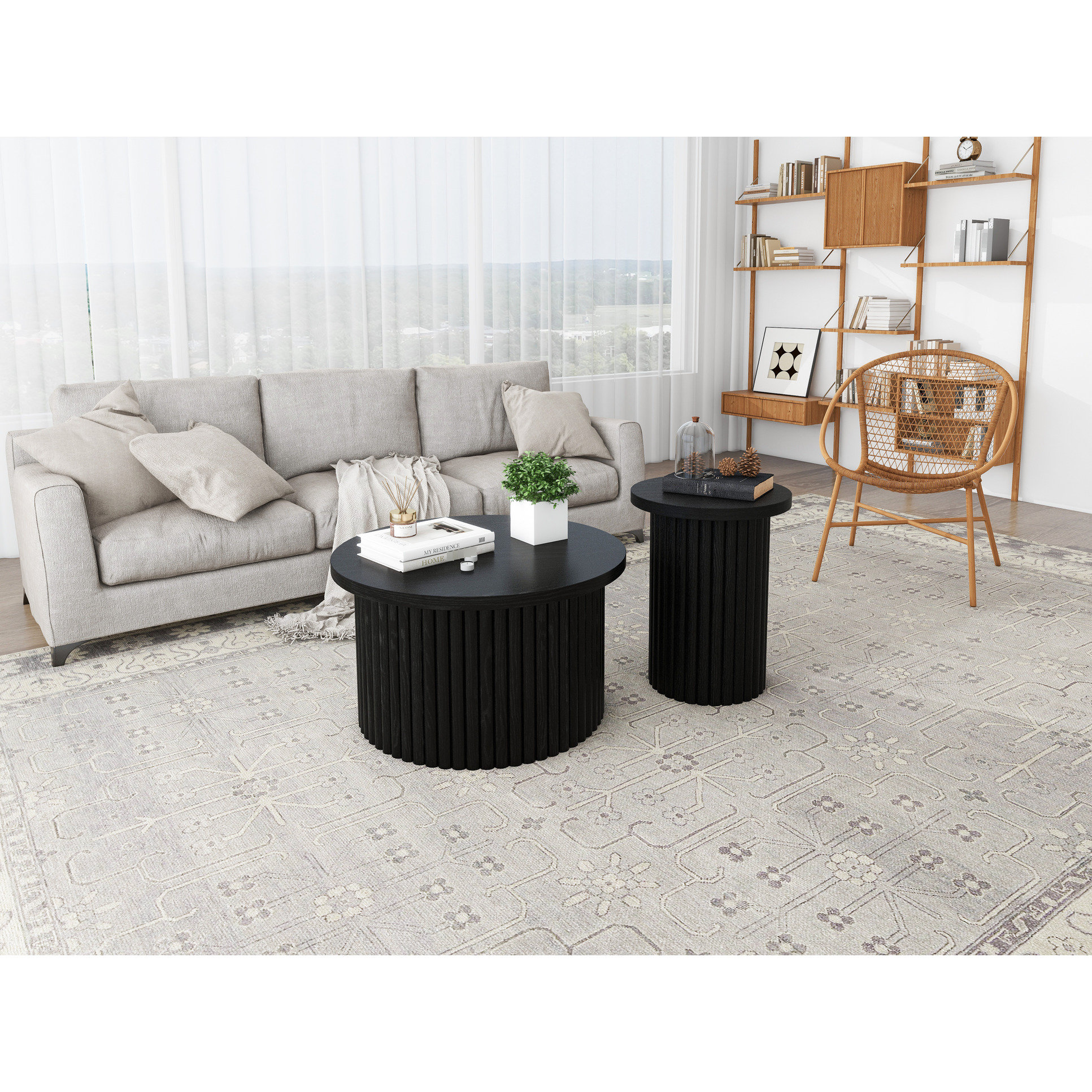 Latitude Run® 2 Coffee Table In Black - Modern Living Room Side Tables ...