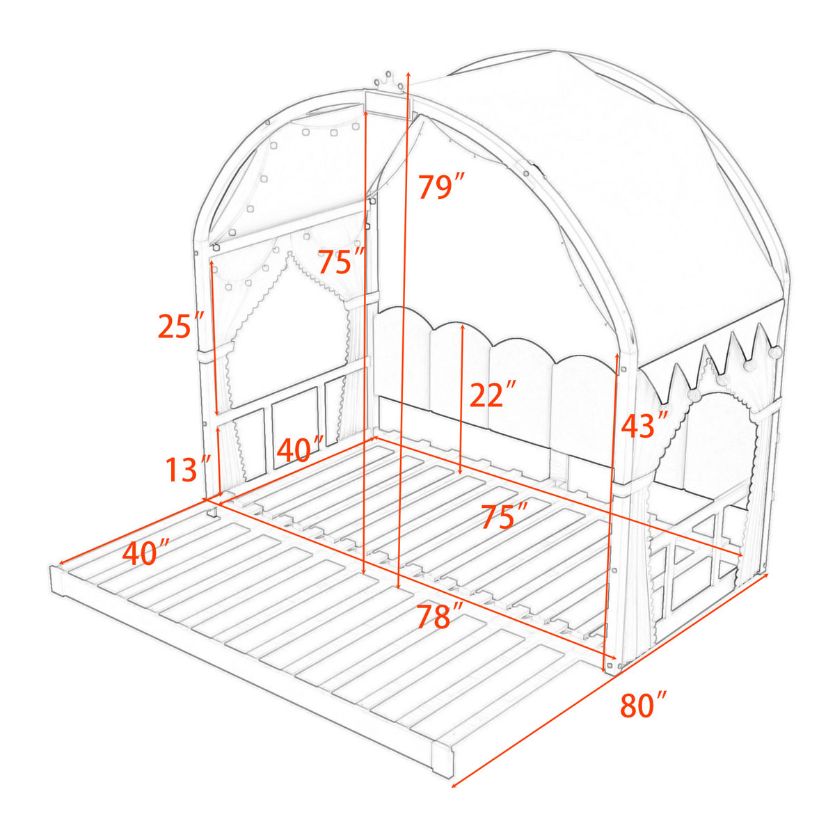 Harriet Bee Twin Canopy Extended DayBed with Integrated Tent and Light ...