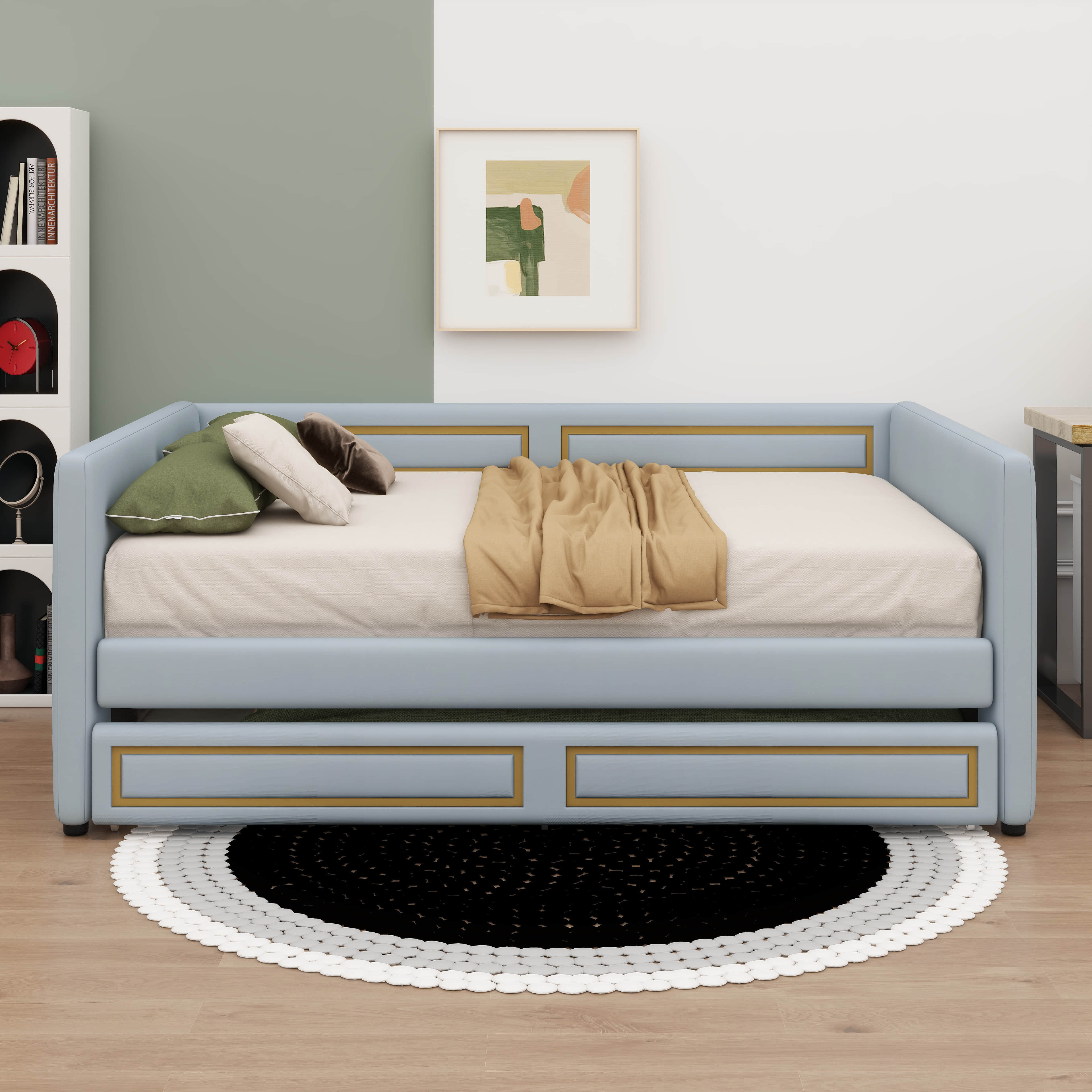 Mercer41 Snug Upholstered Daybed With A Sliding Trundle Bed | Wayfair