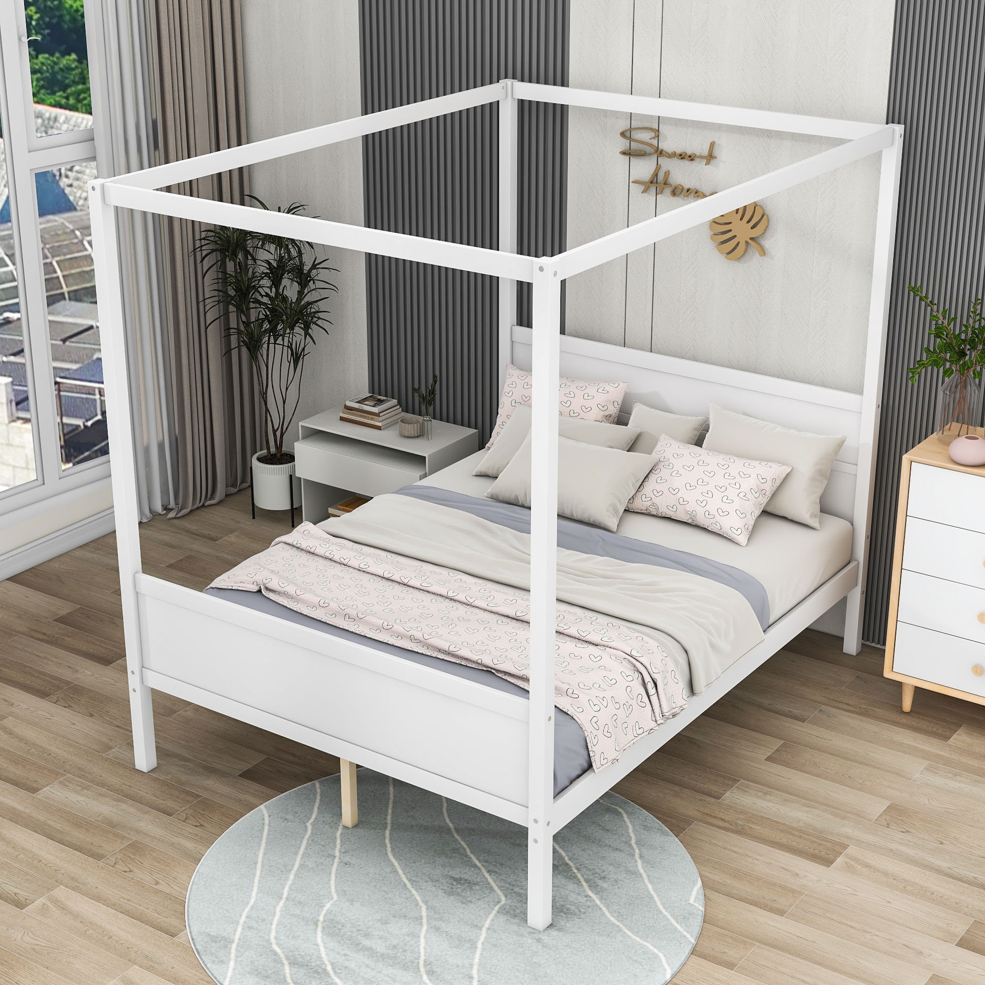 Red Barrel Studio® Queen Low Profile Canopy Bed | Wayfair