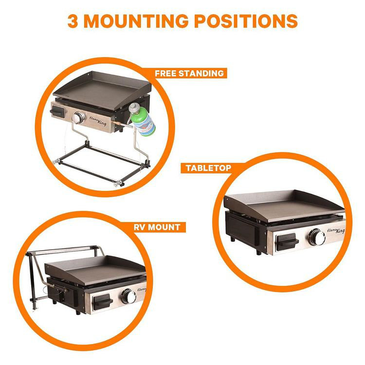 Flame King Flat Top Portable Propane Cast Iron Grill Griddle Tabletop ...