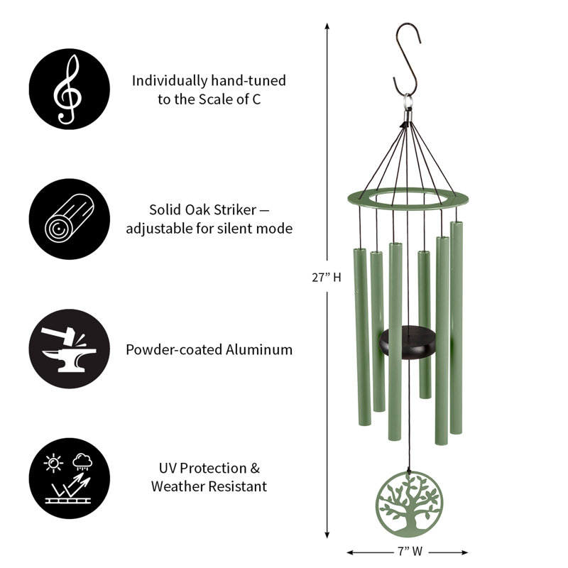 Millwood Pines Martyn Laser Cut Metal Hand Tuned Wind Chime | Wayfair