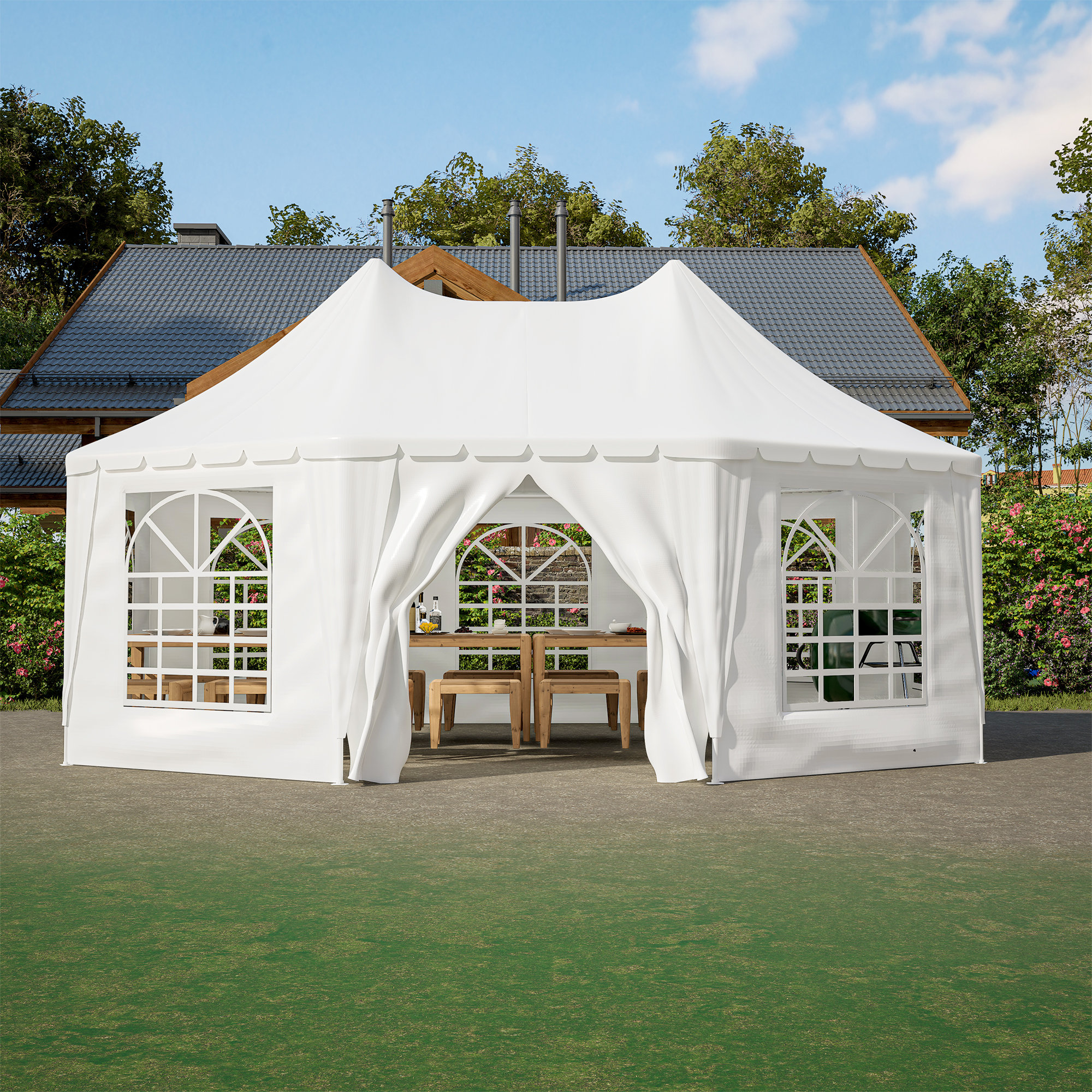 Thanaddo Steel Canopy Party Tent Heavy Duty Wedding Tent | Wayfair