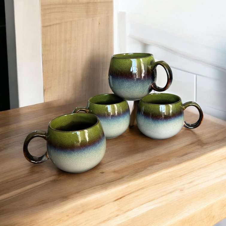 Abbeydale Collection Large Round Sphere Leaf Green Reactive Glaze Mug ...
