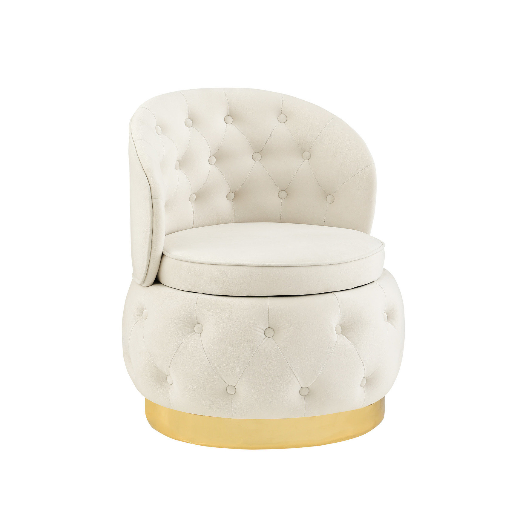Everly Quinn Comfy 360 Degree Swivel Chair In Beige Velvet - With ...