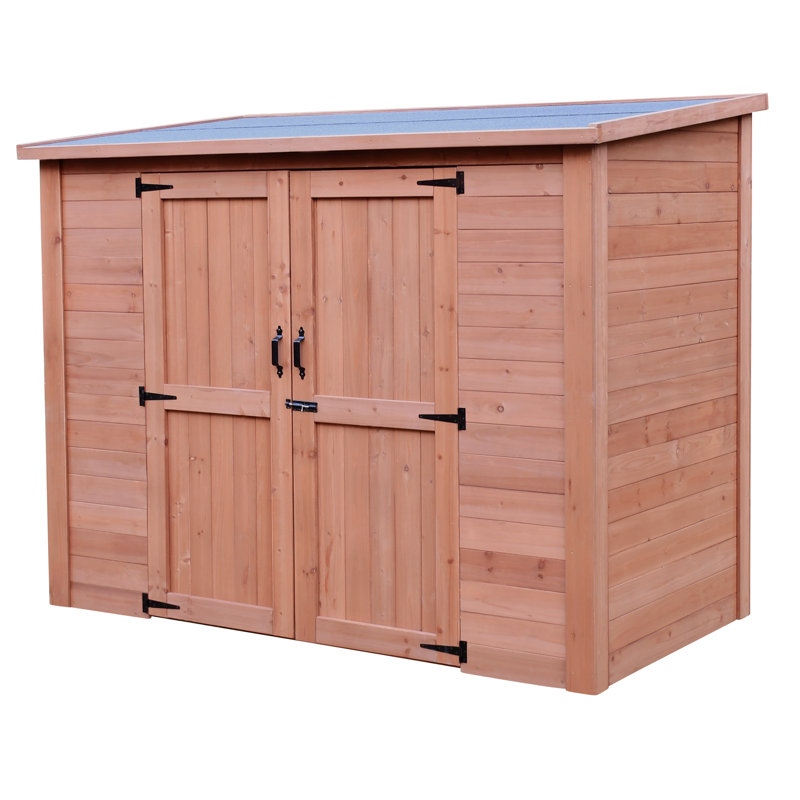 Leisure Season Cedar Wooden Heavy Duty Lean-To Storage Shed With Double ...