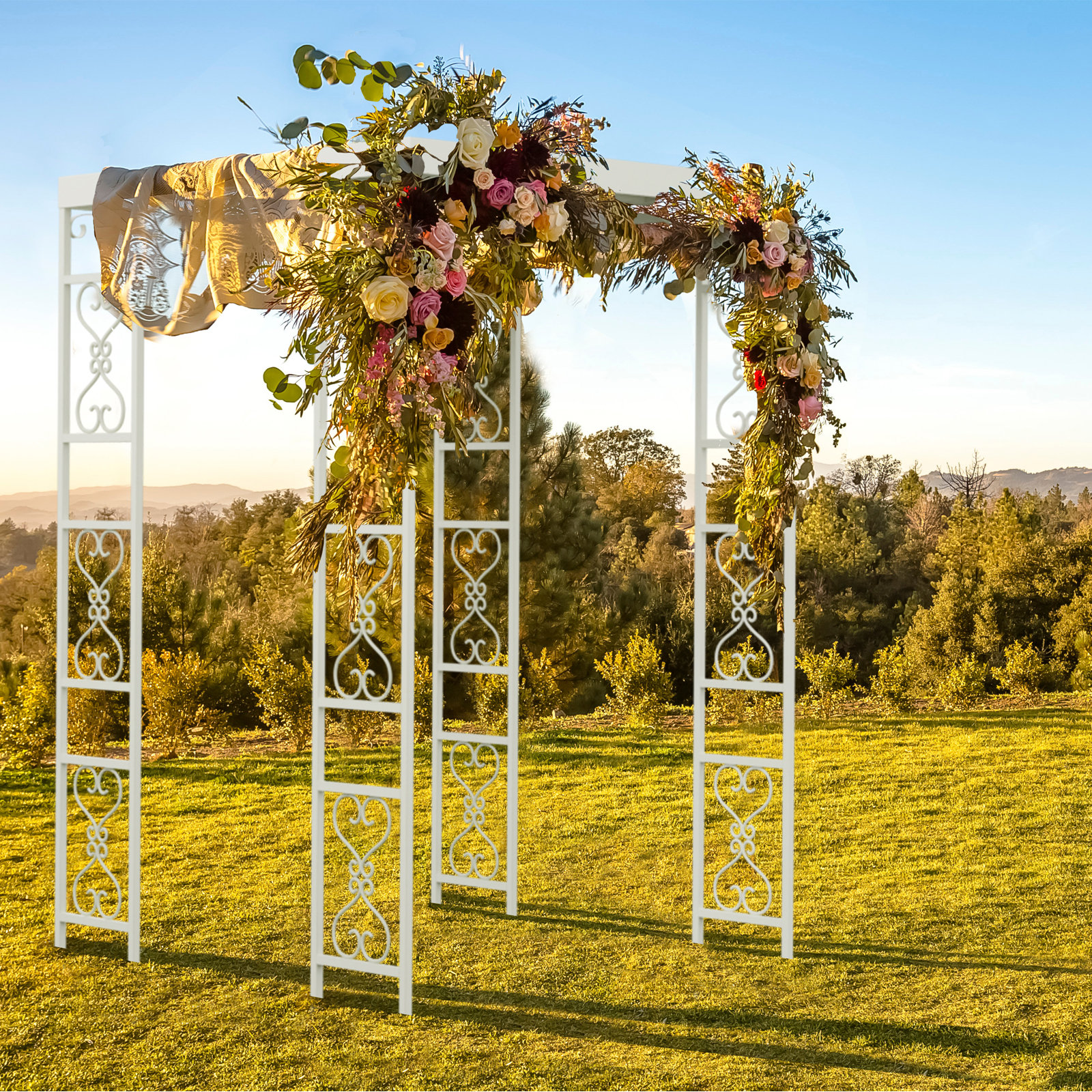 LUVODI Metal Square Wedding Canopy Tent Backdrop Arbor Outdoor With ...