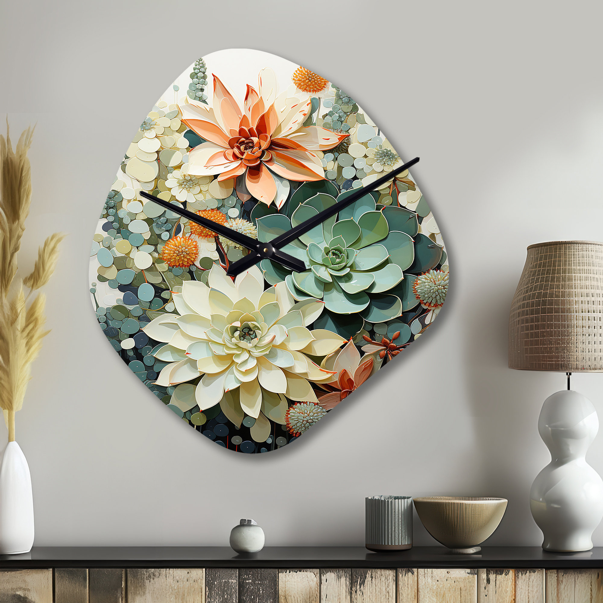 East Urban Home Jimison - Nebula Shape Unique Succulent Wall Clock ...