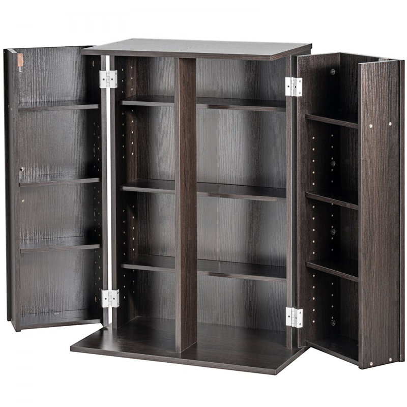 Winston Porter Media Storage Cabinet, 4-Layer DVD Shelf Holds 576 CDs ...