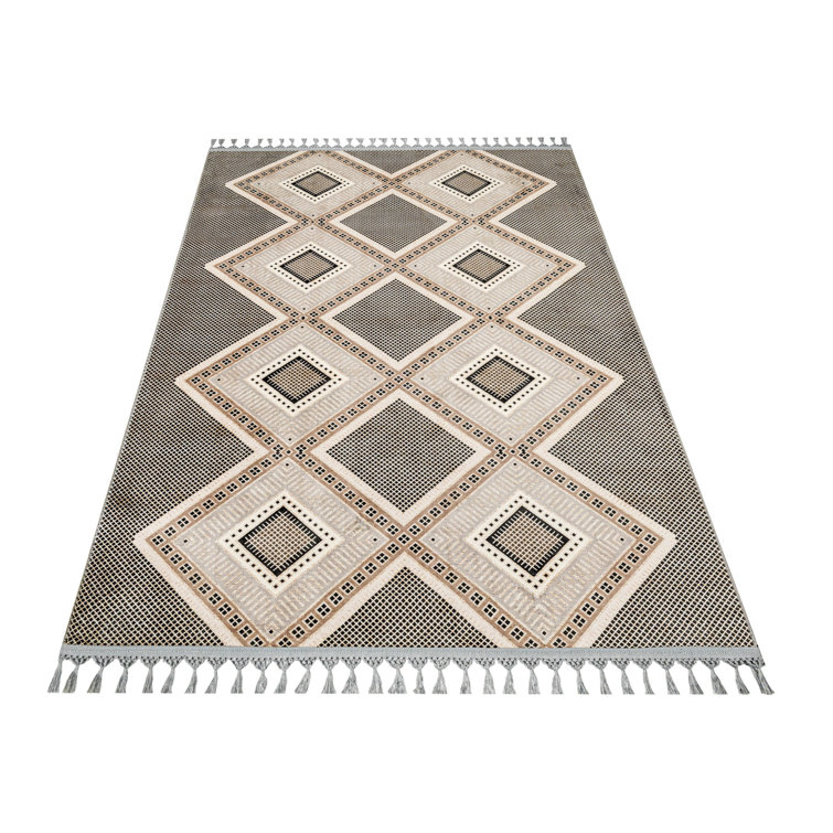 Gracie Oaks Kewei Grey Geometric Area Rug | Wayfair.co.uk