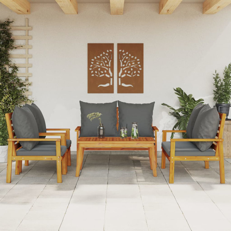 Lily Manor 5 Piece Garden Lounge Set With Cushions Solid Wood Acacia ...