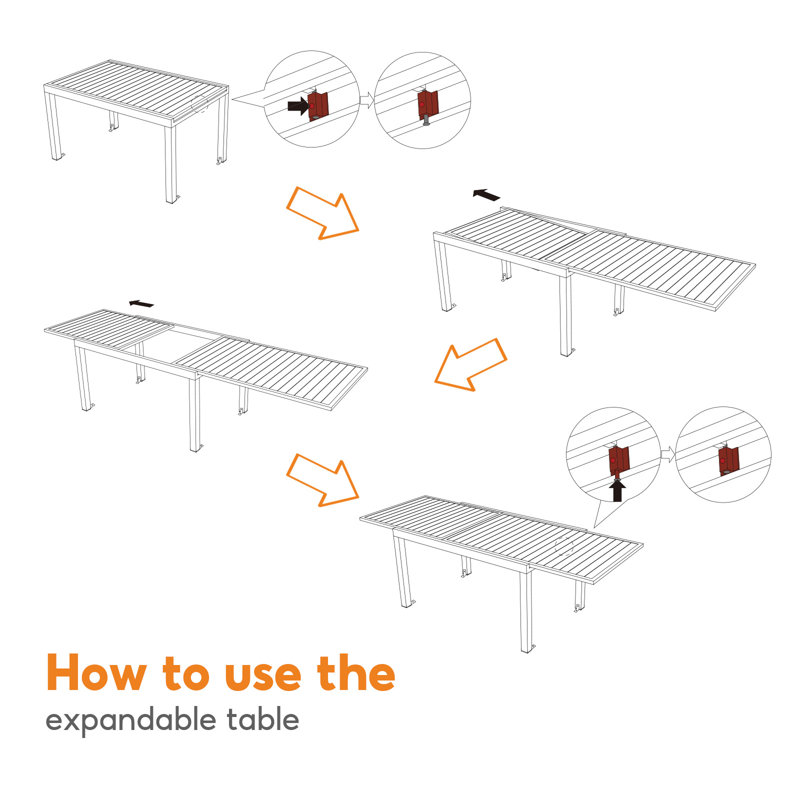 Latitude Run® Outdoor Expandable Dining Table, Extra Large 106" L X 35 ...