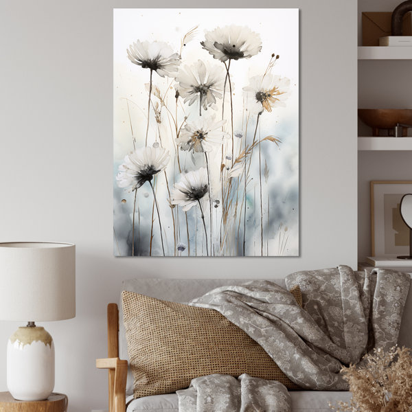 Winston Porter " Minimal White Ang Grey Cornflowers Expression ...