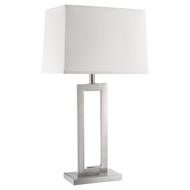 HomeRoots Silver Metal Table Lamp With White Rectangular Shade ...