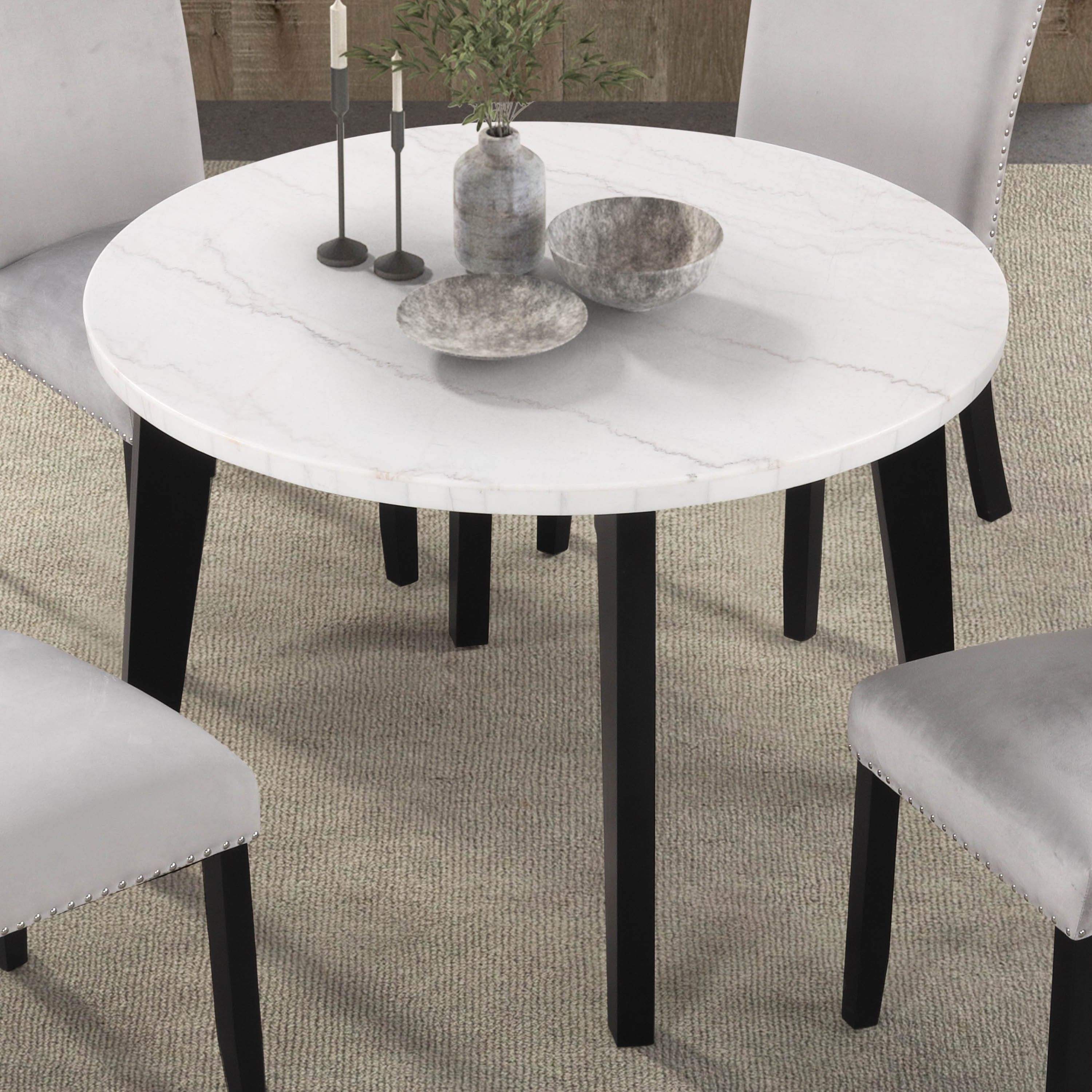 Corrigan Studio Woburn Round Marble Counter Height Dining Table ...