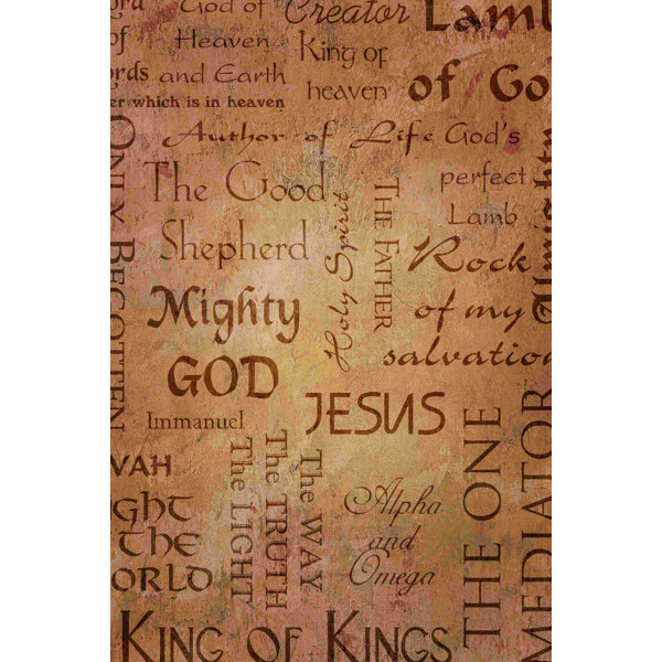 Trinx God Collage Beige - Wrapped Canvas Textual Art | Wayfair
