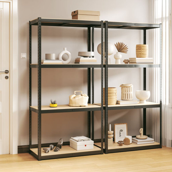 Brayden Studio 4-Layer Shelves 2 pcs Anthracite Steel&Engineered Wood ...