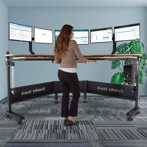 VERSADESK Foundry Bench® 80" x 80" Extra Wide Height Adjustable L ...