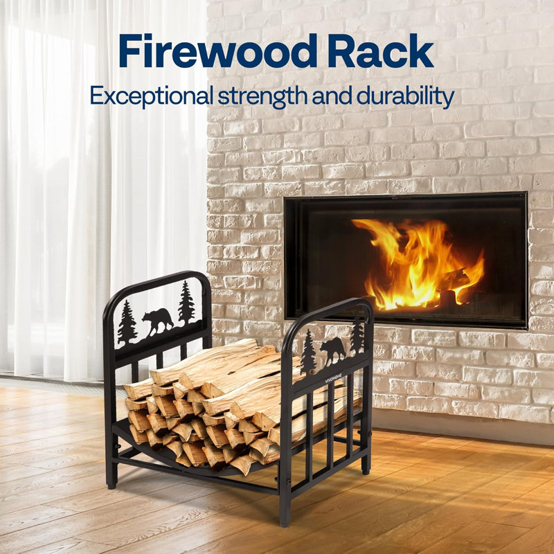 Millwood Pines 16.5 In Decorative Storage Log Rack With Bear Pattern ...