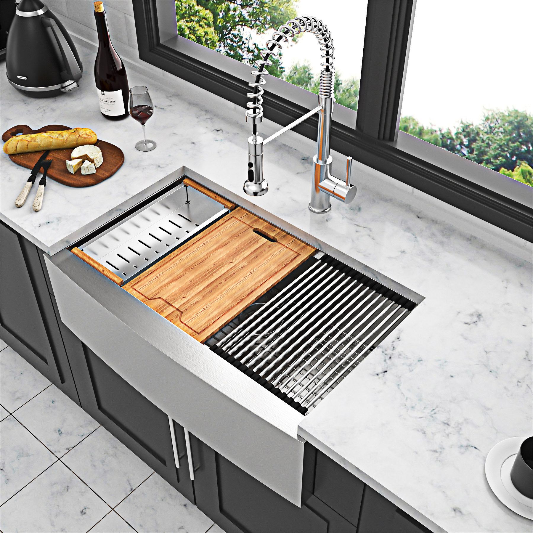 Goodeed Farmhouse Apron Front Kitchen Sink | Wayfair