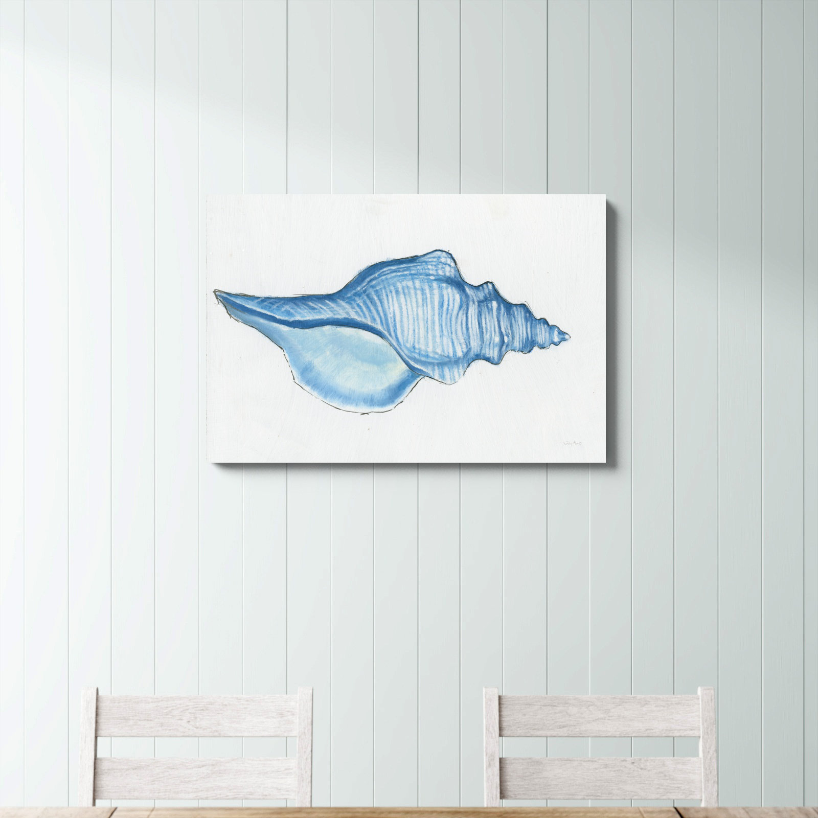 Sand & Stable™ 'Navy Conch Shell' by Emily Adams - Wrapped Canvas ...