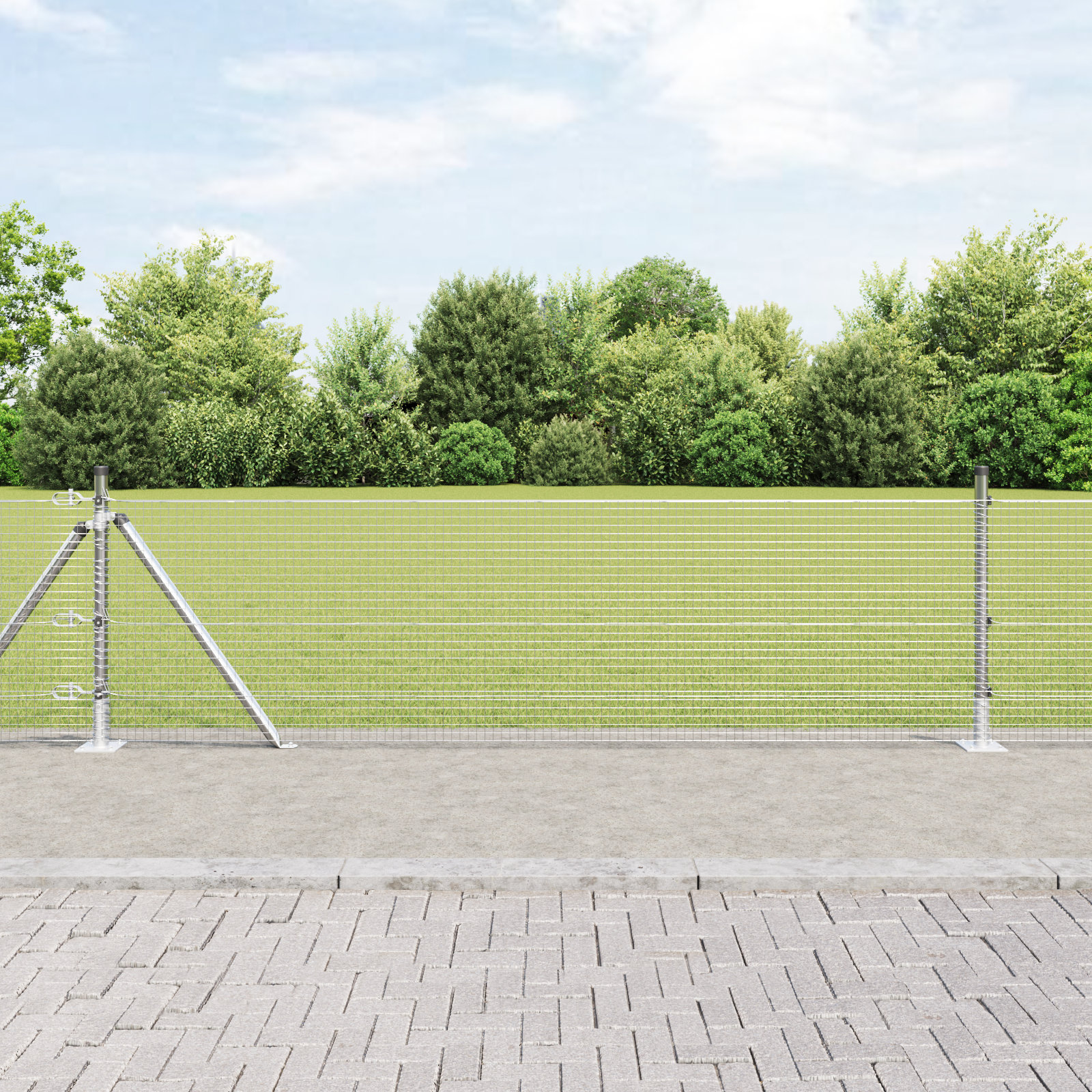 Ivy Bronx Welded Wire Fence With 7 Flanged Posts Steel | Wayfair.co.uk