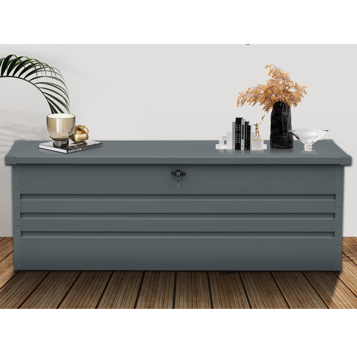 GhomeG 260 Gallon Metal Outdoor Deck Box Waterproof, Extra Large Patio ...