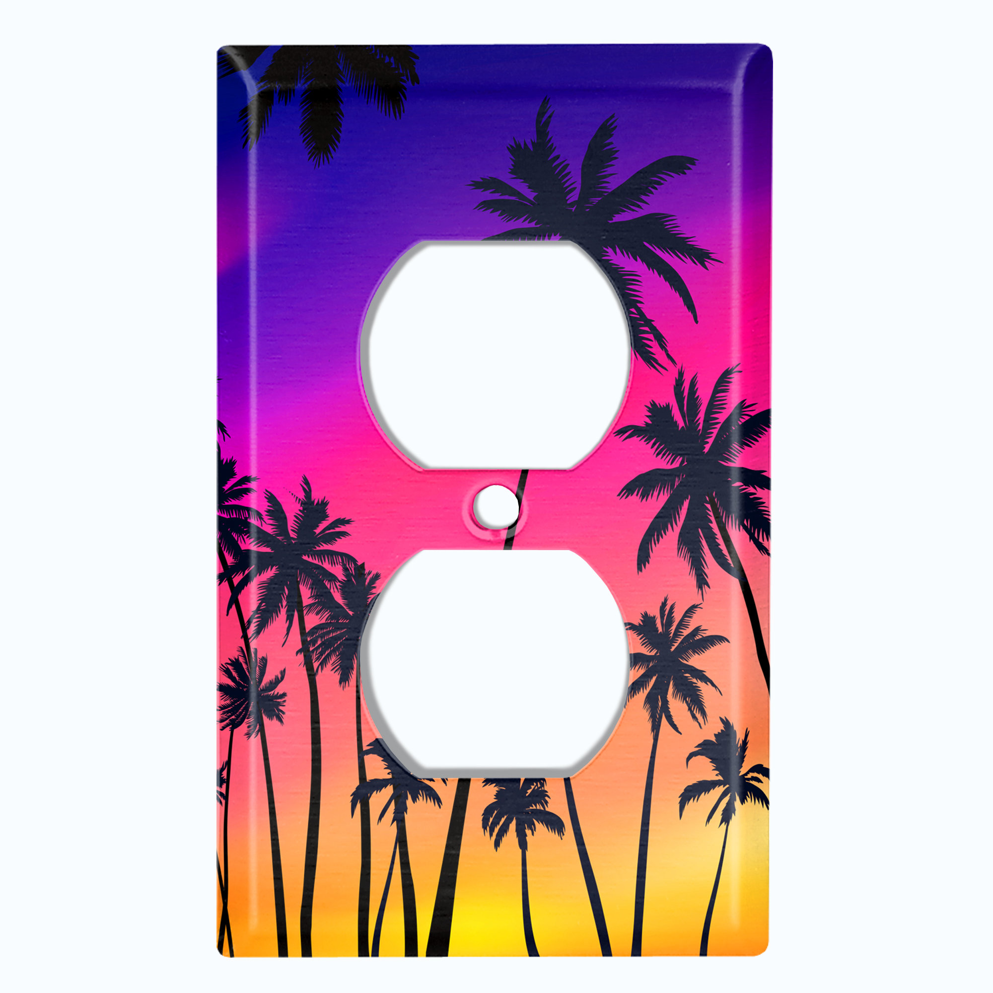 WorldAcc Sunset Colorful Sky Palm Trees 1-Gang Decorator/Rocker Wall ...