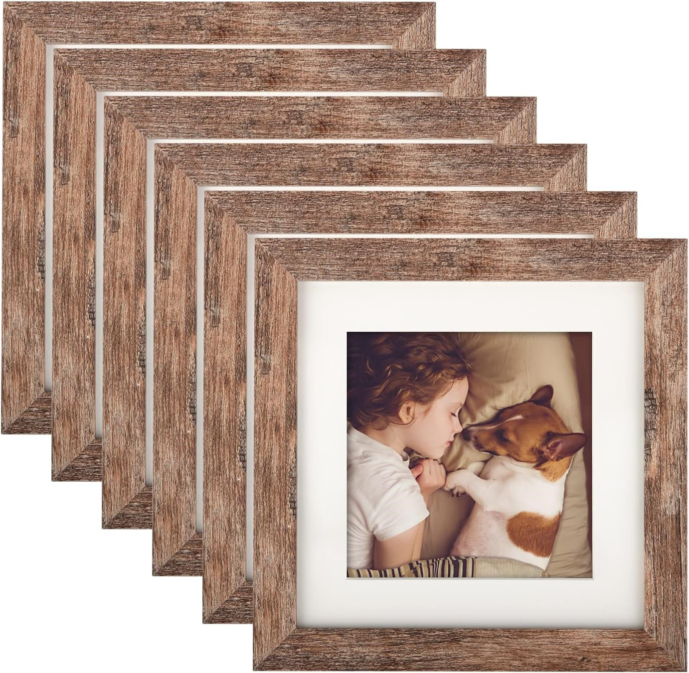 Millwood Pines 6X6 Picture Frames Set Of 6 Rustic Wood Grain Photo ...