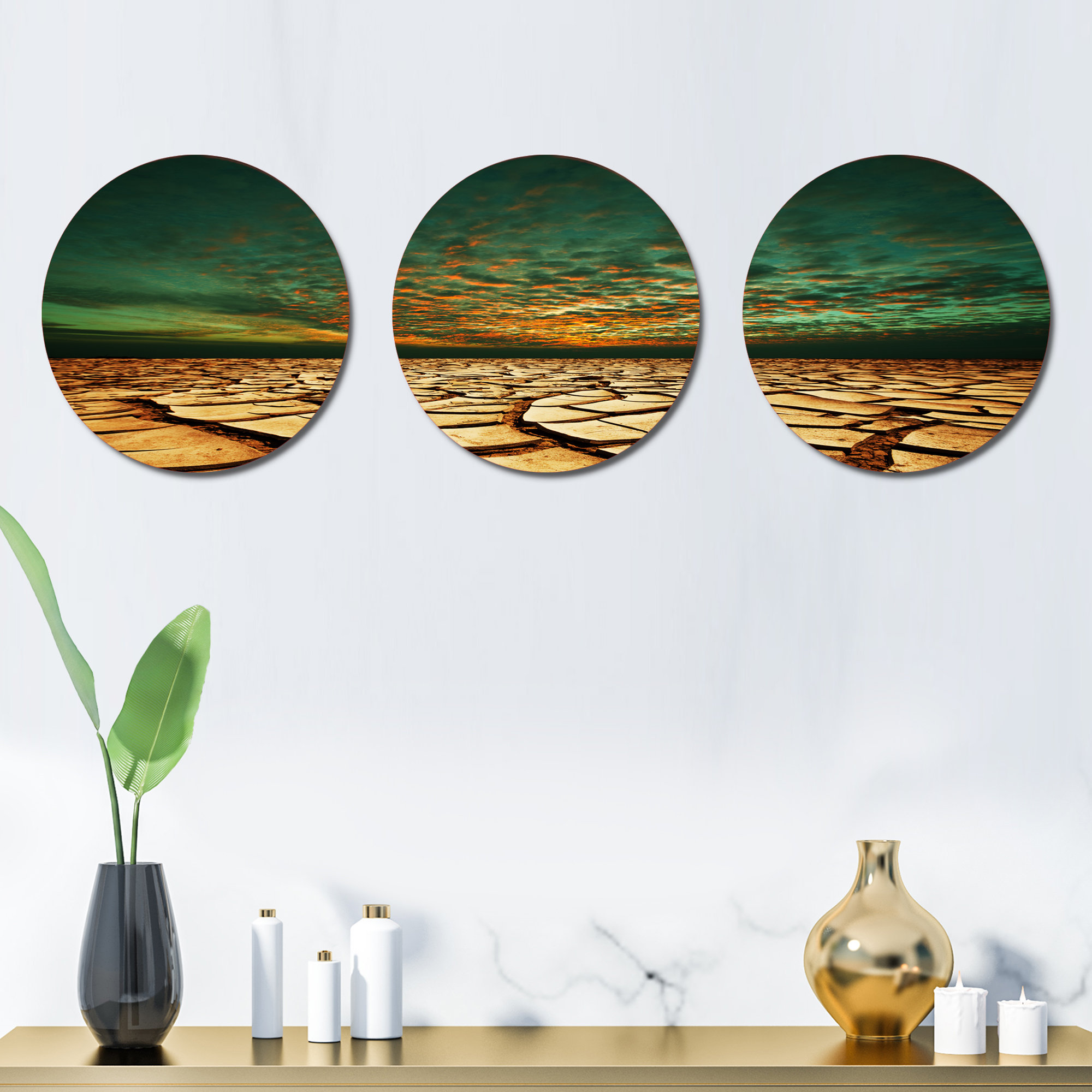 East Urban Home Drought Land Under Blue Sky - Landscape Metal Wall ...