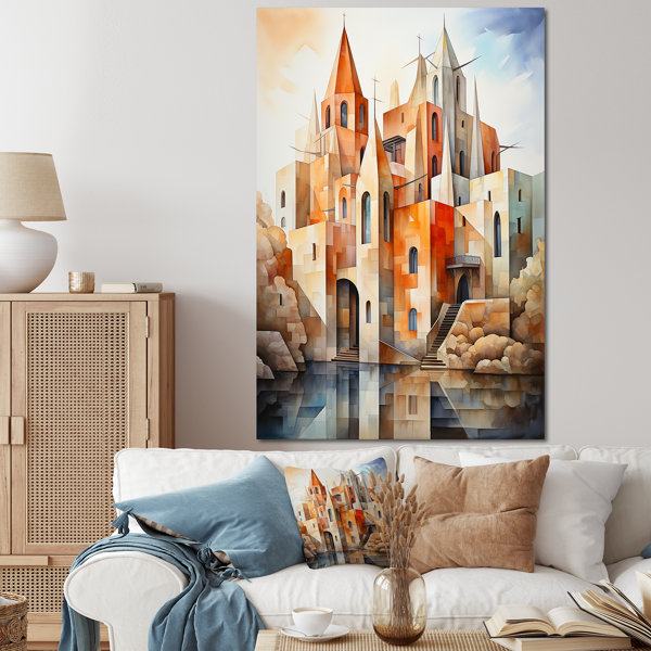 Lark Manor Cubist Chapel Religious Landscape II - Church Wall Art | Wayfair