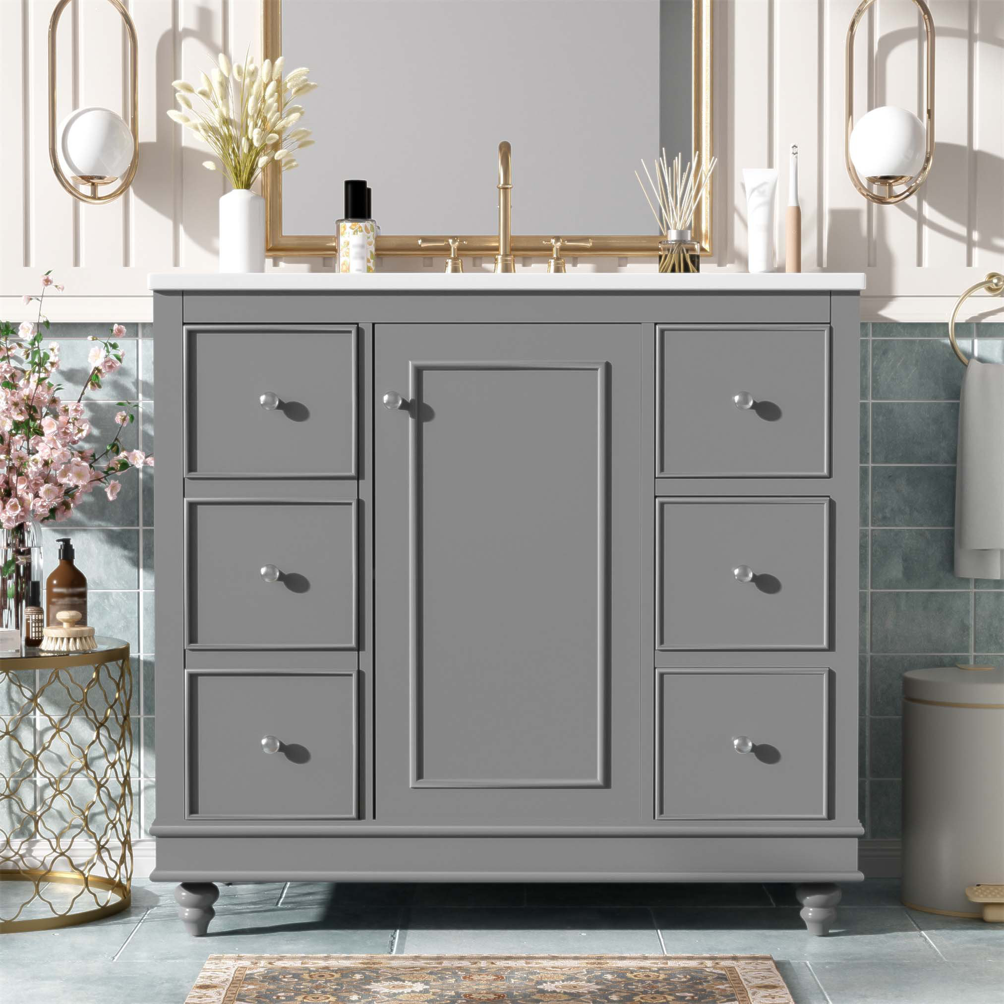 Ebern Designs Modern Bathroom Vanity With Sink Combo, 36X18.3X34.1 ...