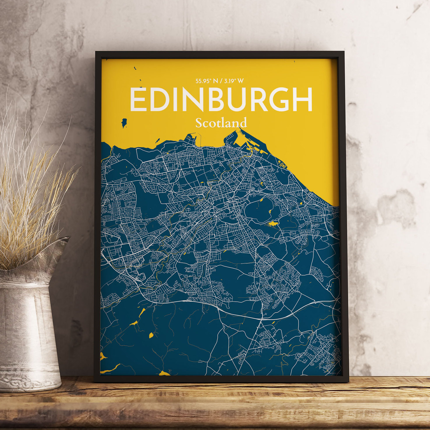 Wrought Studio 'Edinburgh City Map' Graphic Art Print Poster in Amuse ...