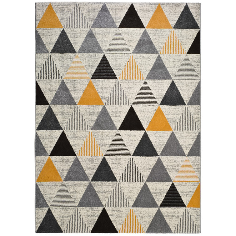 Mikado Living Galvez Tufted Grey/Black/Yellow Rug | Wayfair.co.uk
