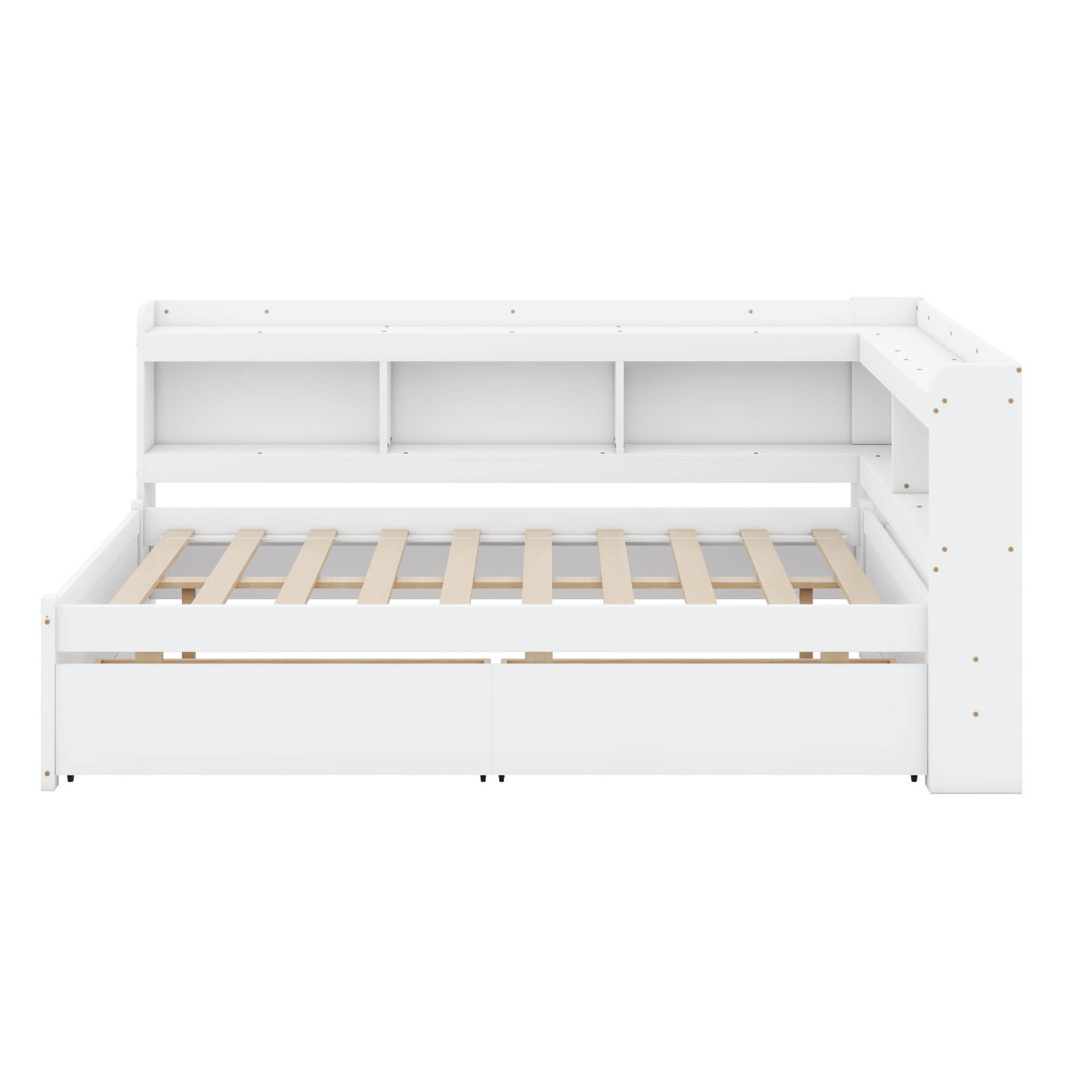 Red Barrel Studio® Platform Bed With L-Shaped Bookcase And 2 Storage ...