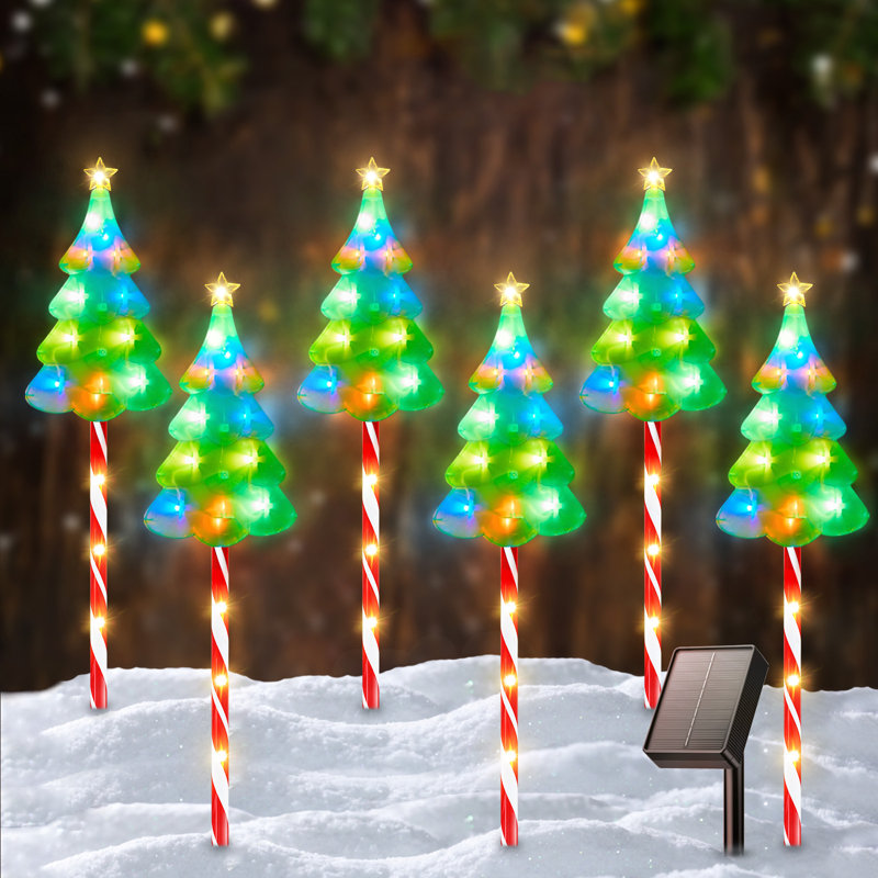 The Holiday Aisle® Solar Powered Christmas Tree Candy Cane Stake ...