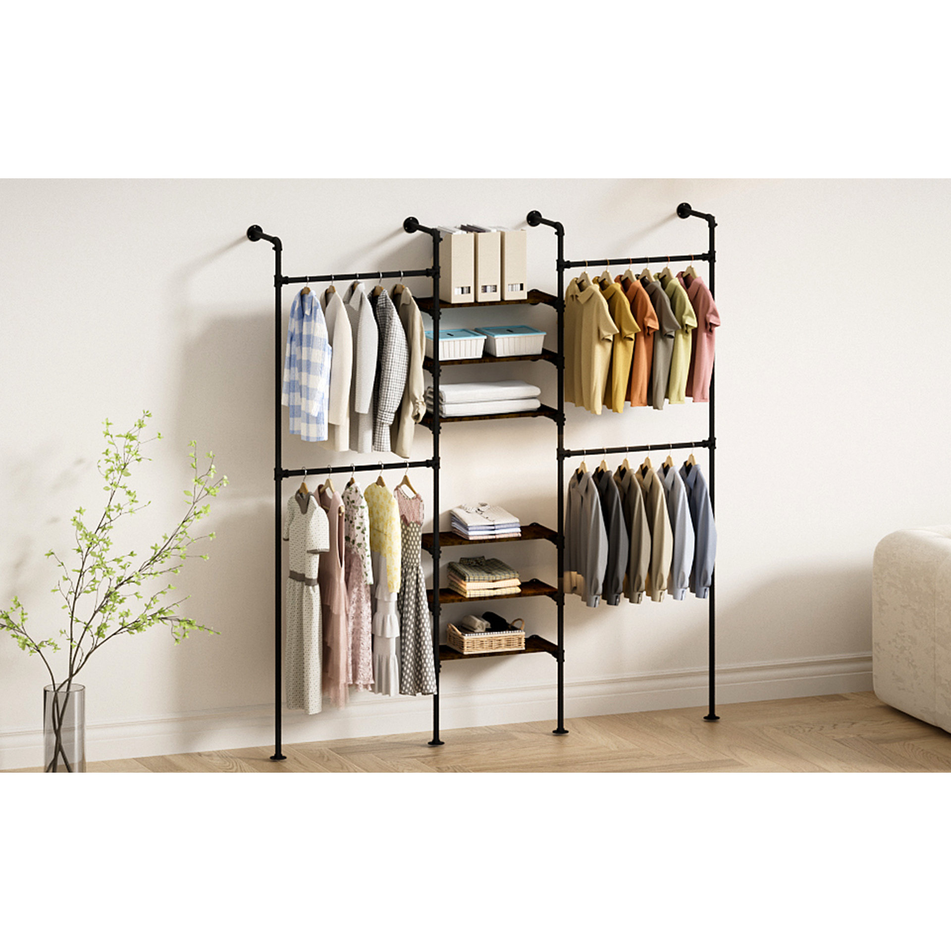 Williston Forge Industrial Pipe Clothing Racks, Wall Mounted Clothing ...