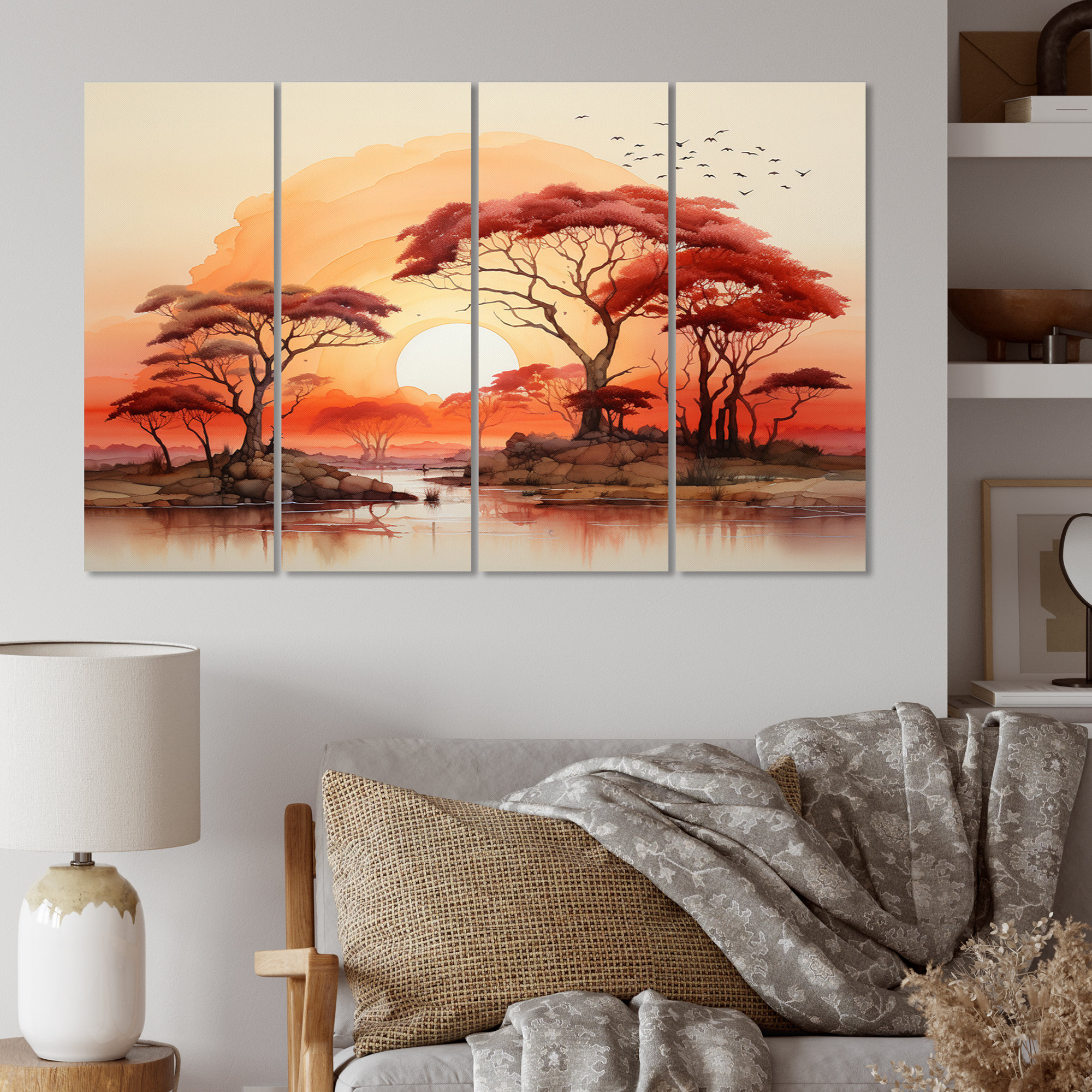 Winston Porter Red Yellow African Landscape - African Wall Art Print ...