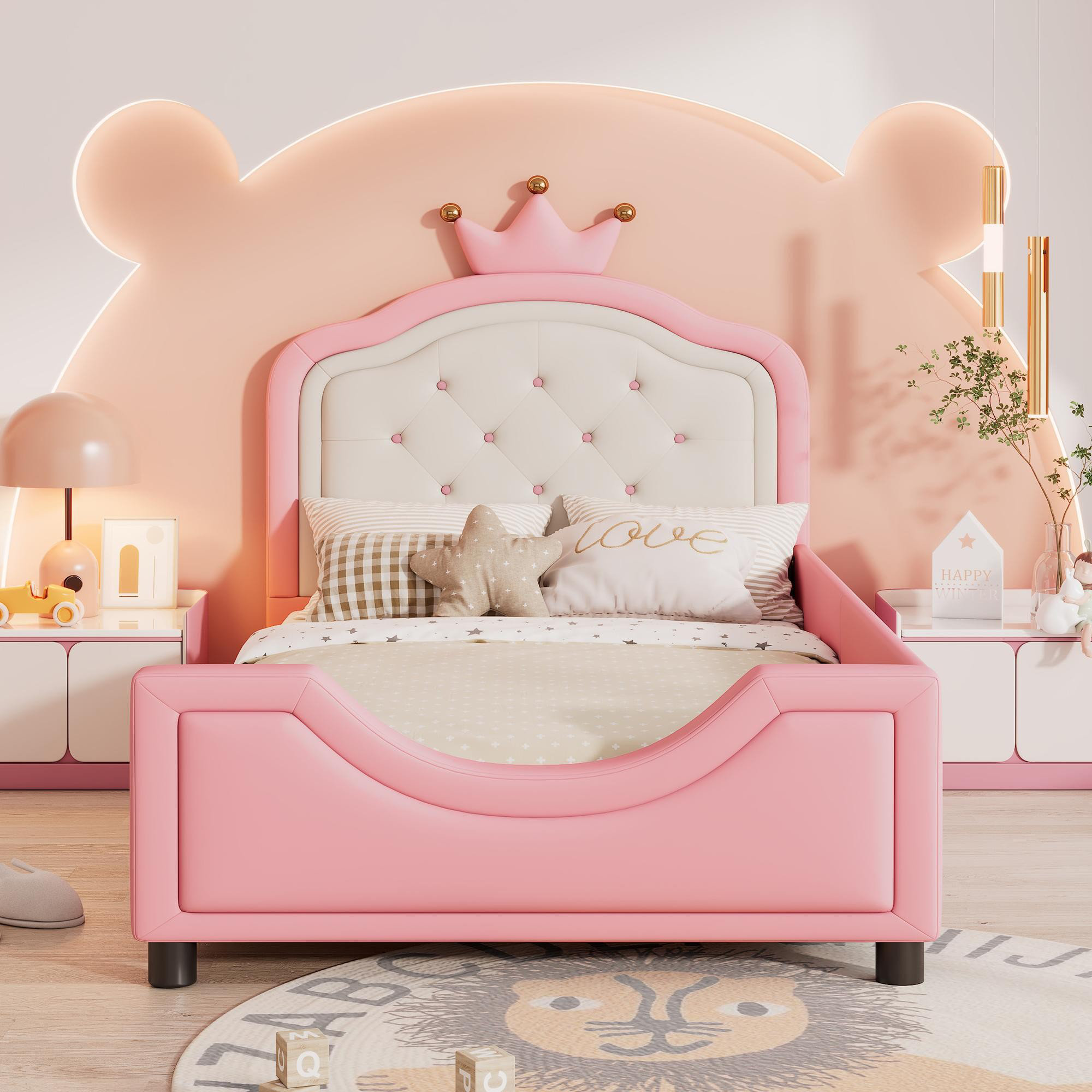 Mercer41 Cute Princess PU Leather Upholstered Platform Bed | Wayfair