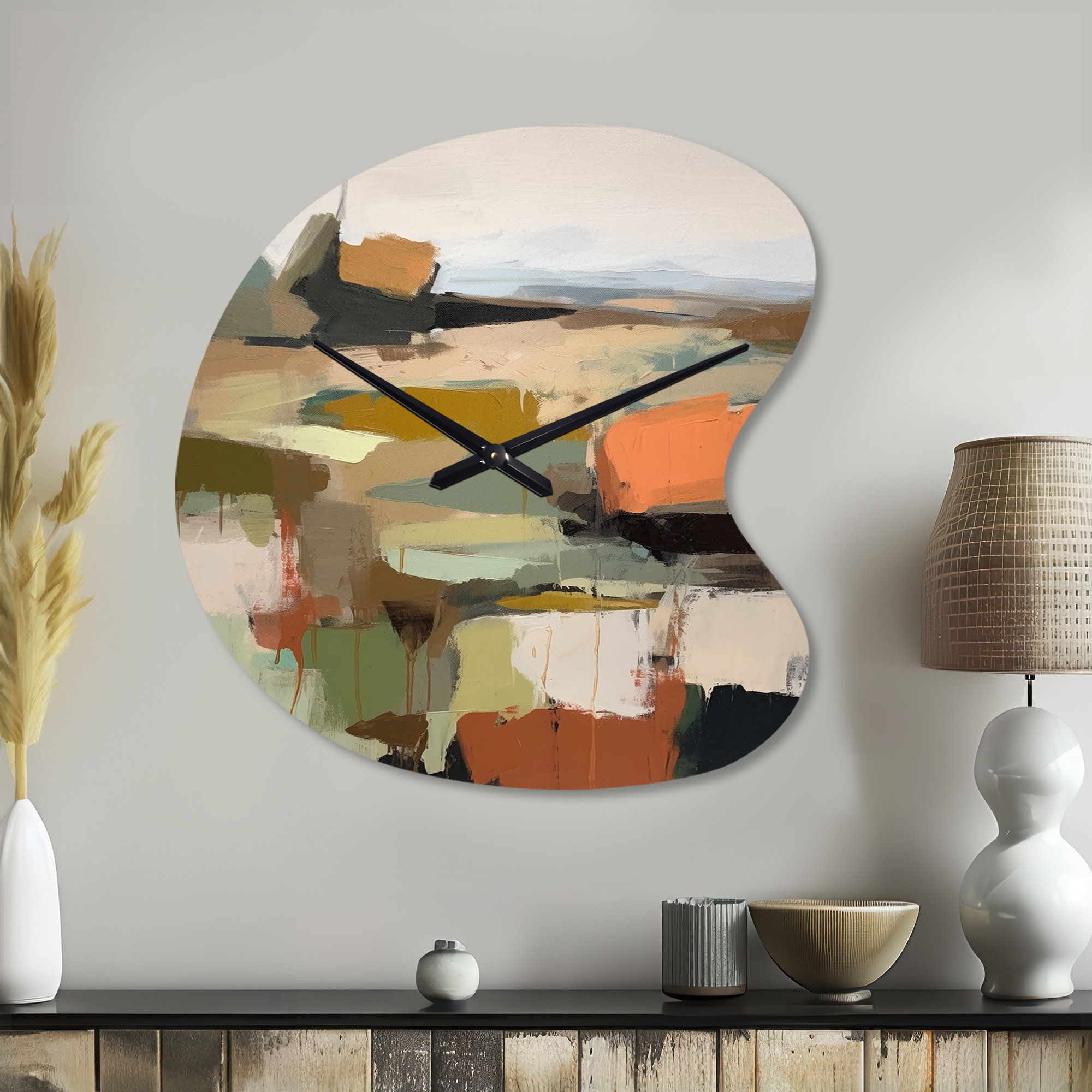 Design Art Green And Beige Transcending Reality III - Abstract Painting ...